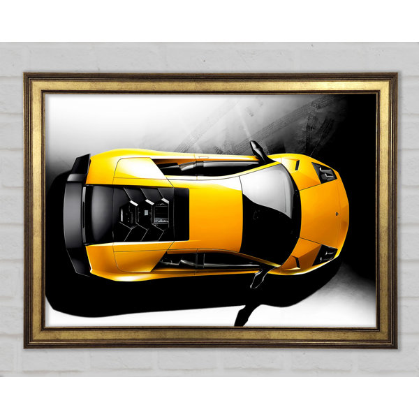 Ebern Designs Lamborghini From Above Yellow - Single Picture Frame ...