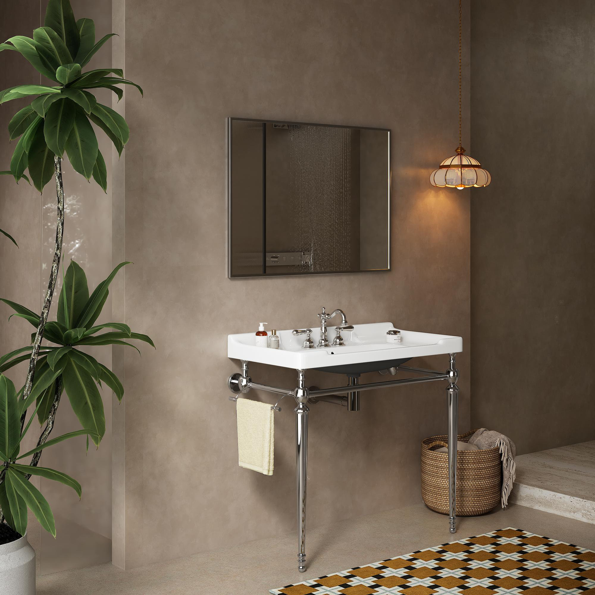 Rosdorf Park Bathroom Console Sink, Wall-Mounted Ceramic Vanity Basin ...