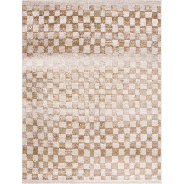 Union Rustic Jasha Checkered Beige/Brown Area Rug & Reviews | Wayfair