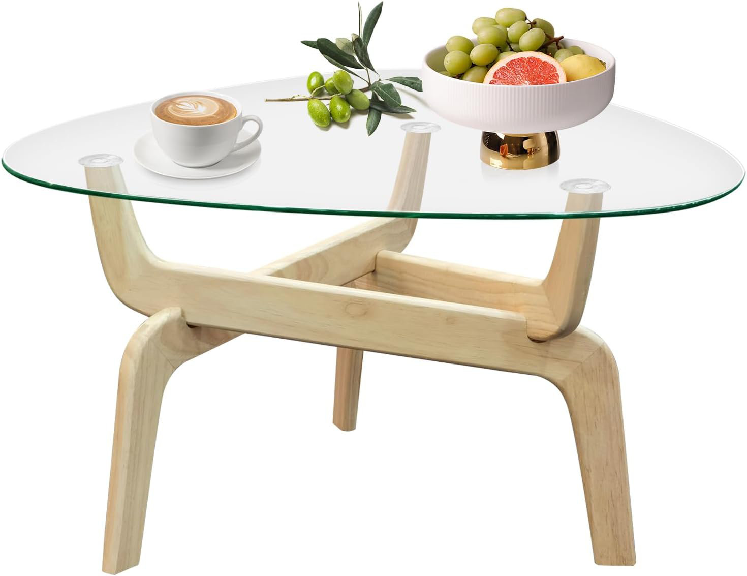 Brayden Studio Coffee Tables For Living Room, Triangle Glass Coffee ...