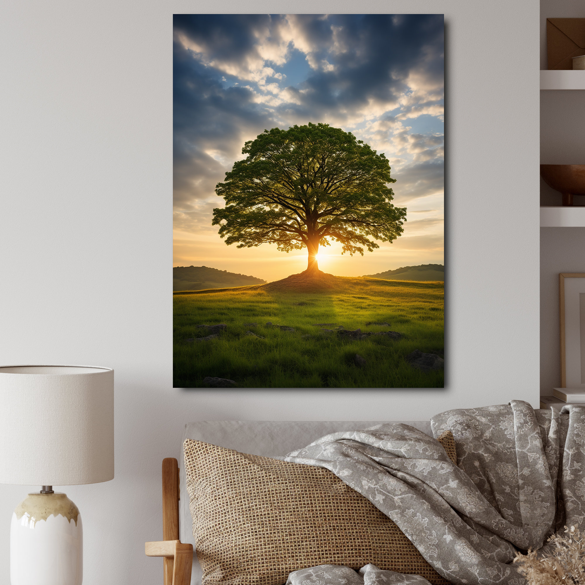 Ebern Designs Summer Solitude Tree Glow On Canvas Print | Wayfair