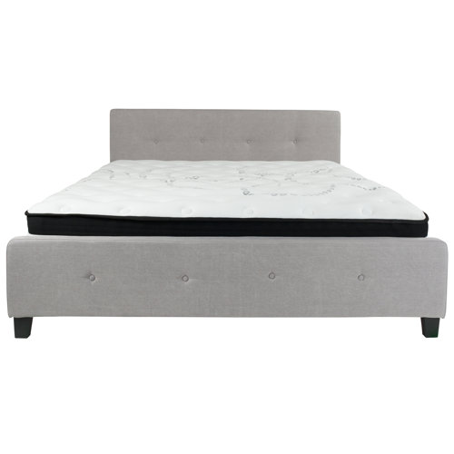 Lark Manor Aluino Button Tufted Upholstered Platform Bed with Pocket ...