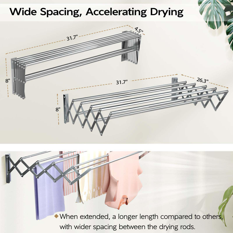 Rebrilliant Metal Wall-Mounted Drying Rack | Wayfair