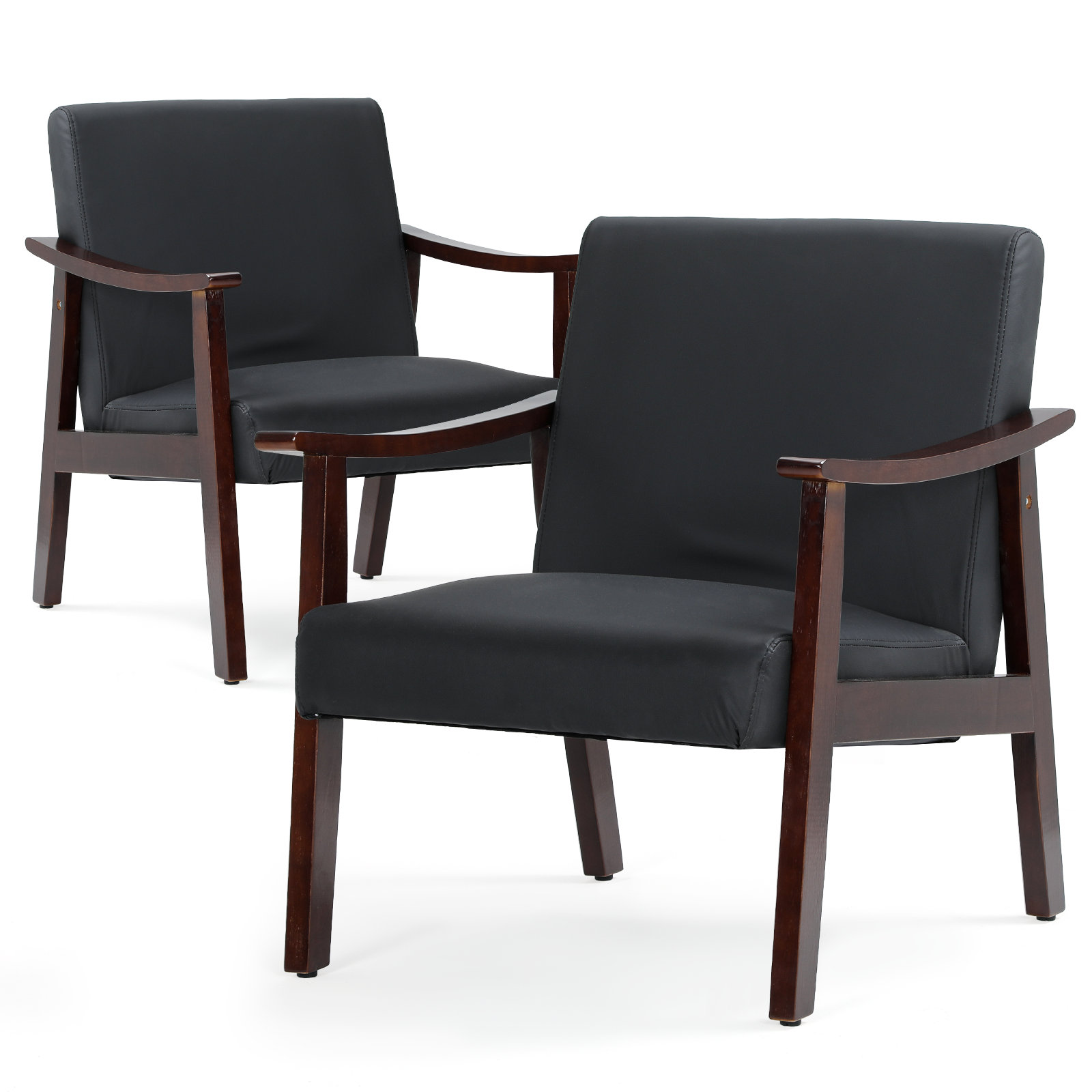George Oliver Samik PU Leather Accent Chairs Modern Upholstered ...