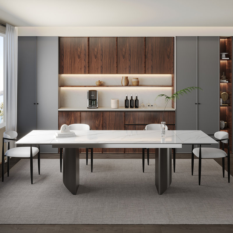 Everly Quinn Santrez 7 - Piece 94.48" Extendable Sintered Stone Dining ...