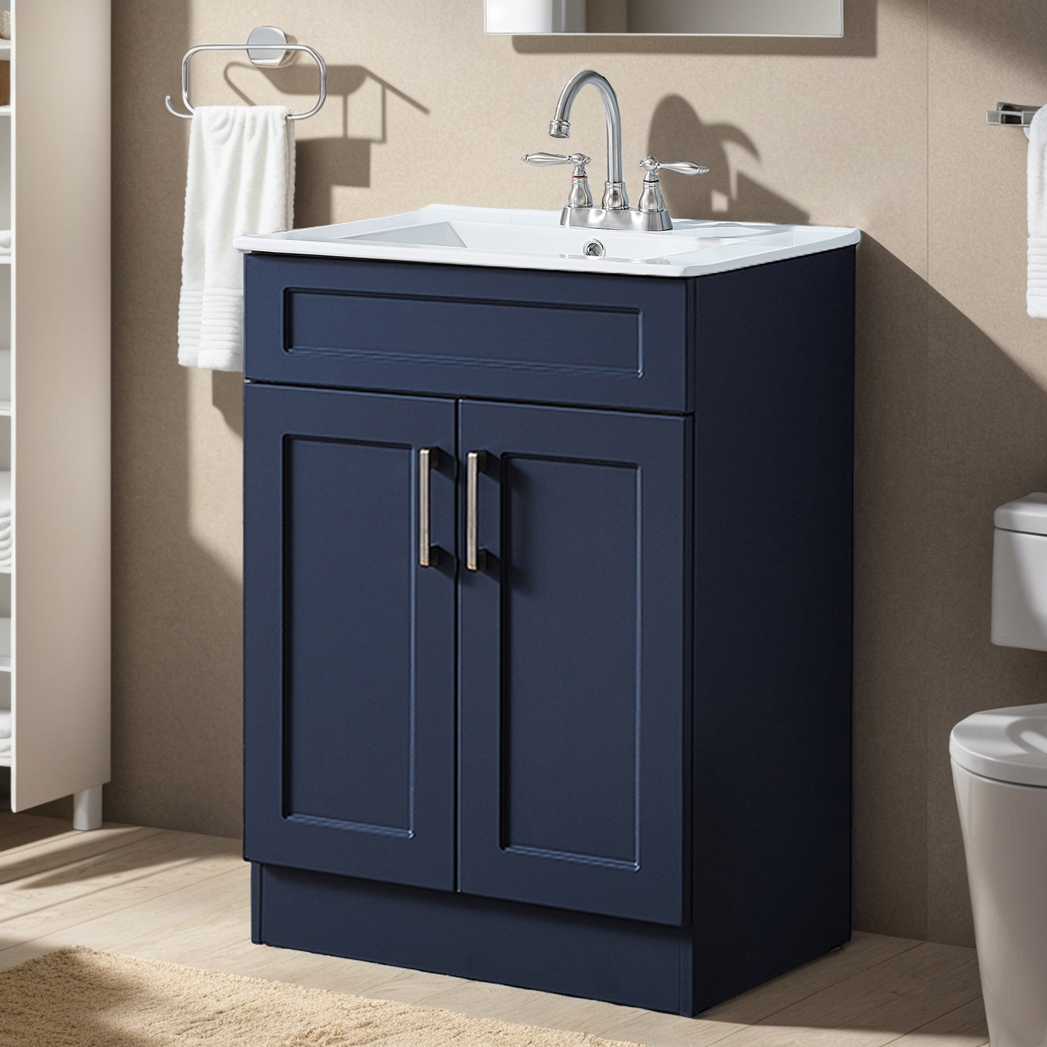 Winston Porter Eyrun 24" Blue Modern Single Bathroom Vanity With ...
