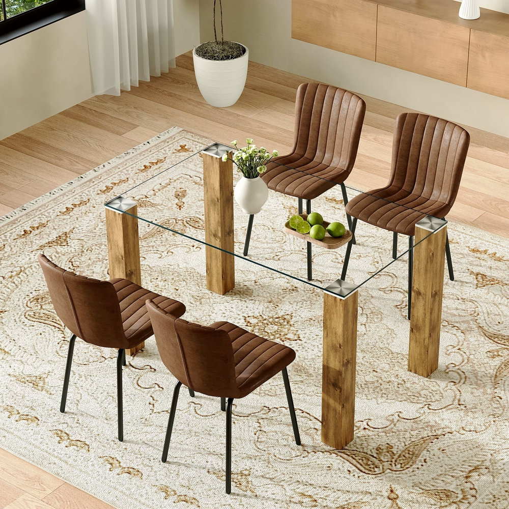 Latitude Run® Table And Chair Set.A Transparent Tempered Glass Dining ...