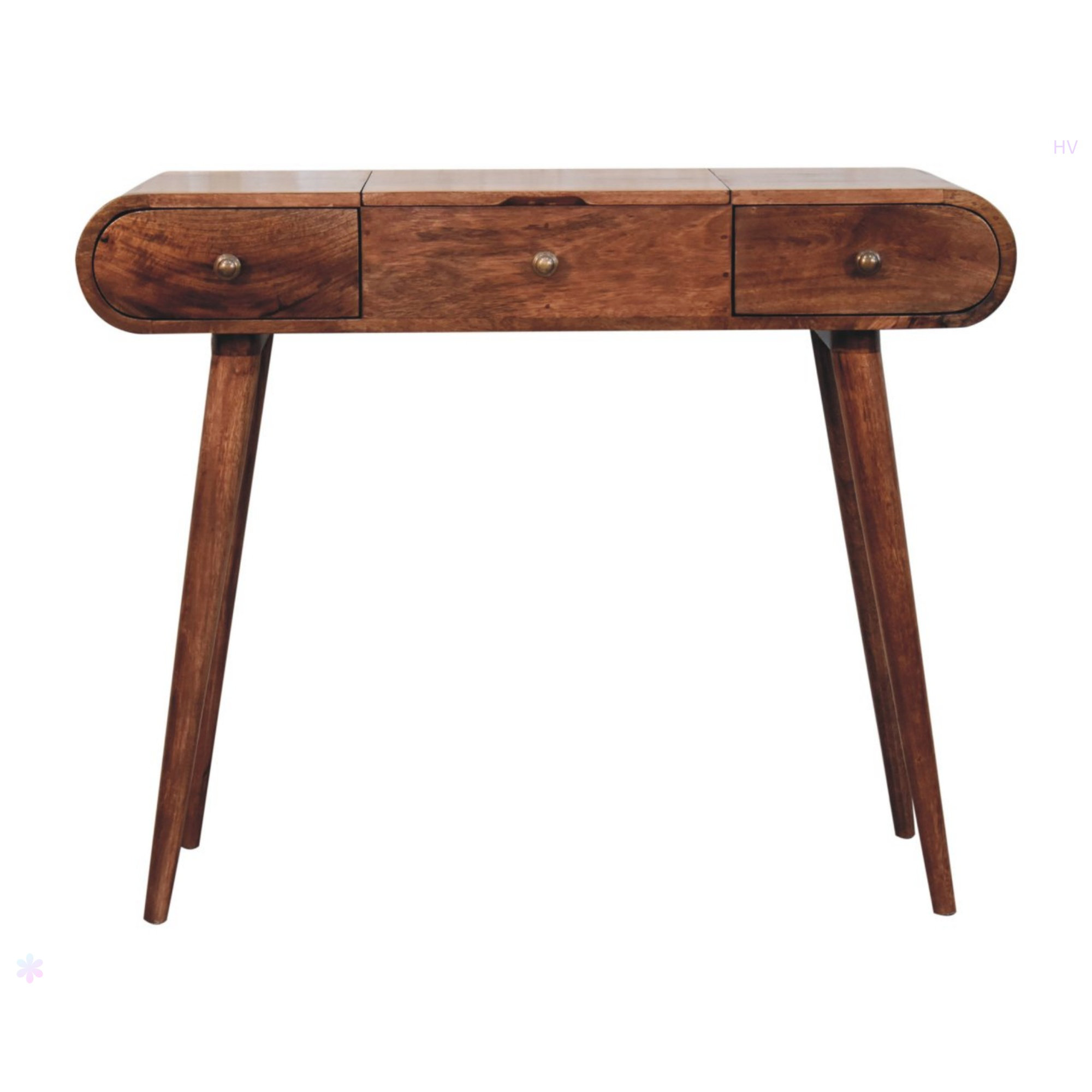 Corrigan Studio Solid Wood Honey Caramel Round Dressing Table - Wayfair ...