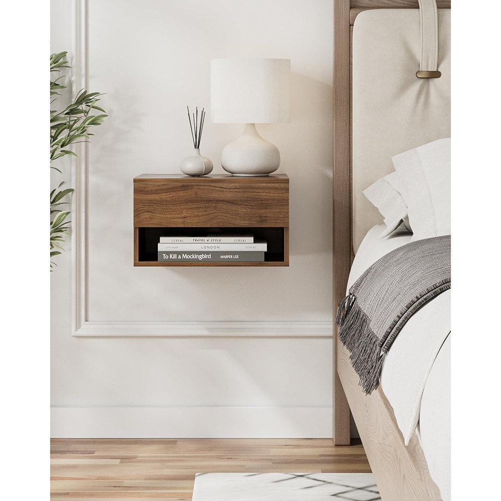 Ebern Designs Nightstand, Small Modern Floating Nightstand With Drawer ...