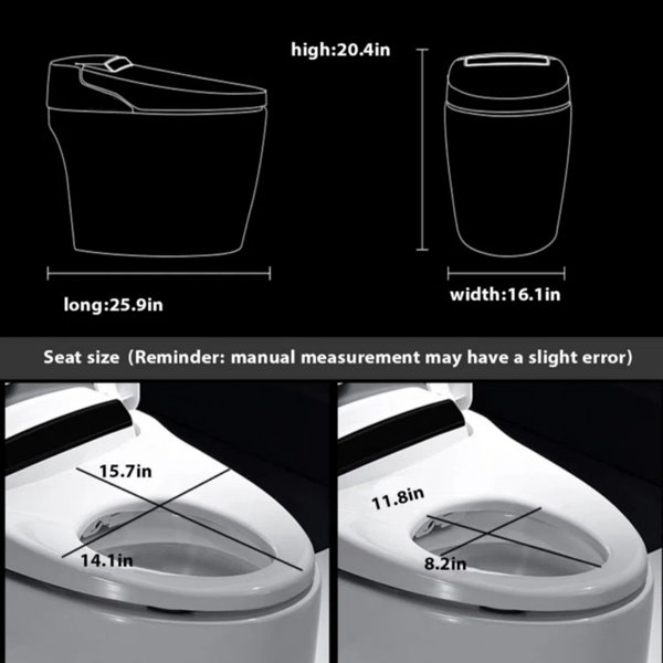 BCAN Smart Toilet with Tankless Bidet Wash, Auto Open Lid, 1.28 Gallons ...