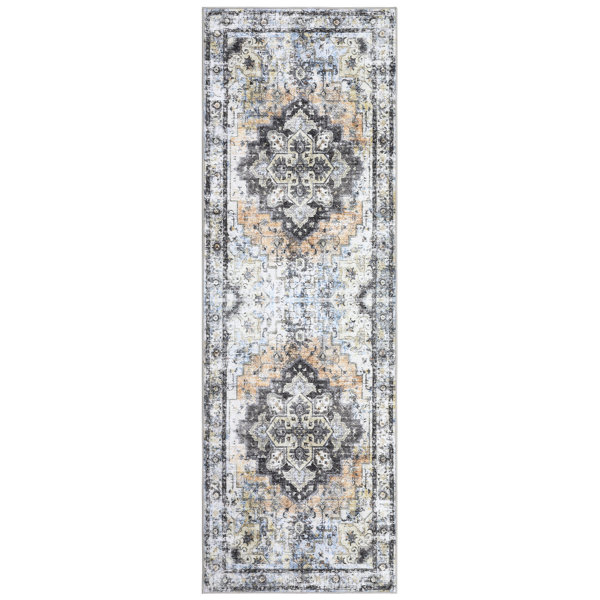 Fleur De Lis Living Retro Oriental Aesthetics Floral Printed Area Rug ...