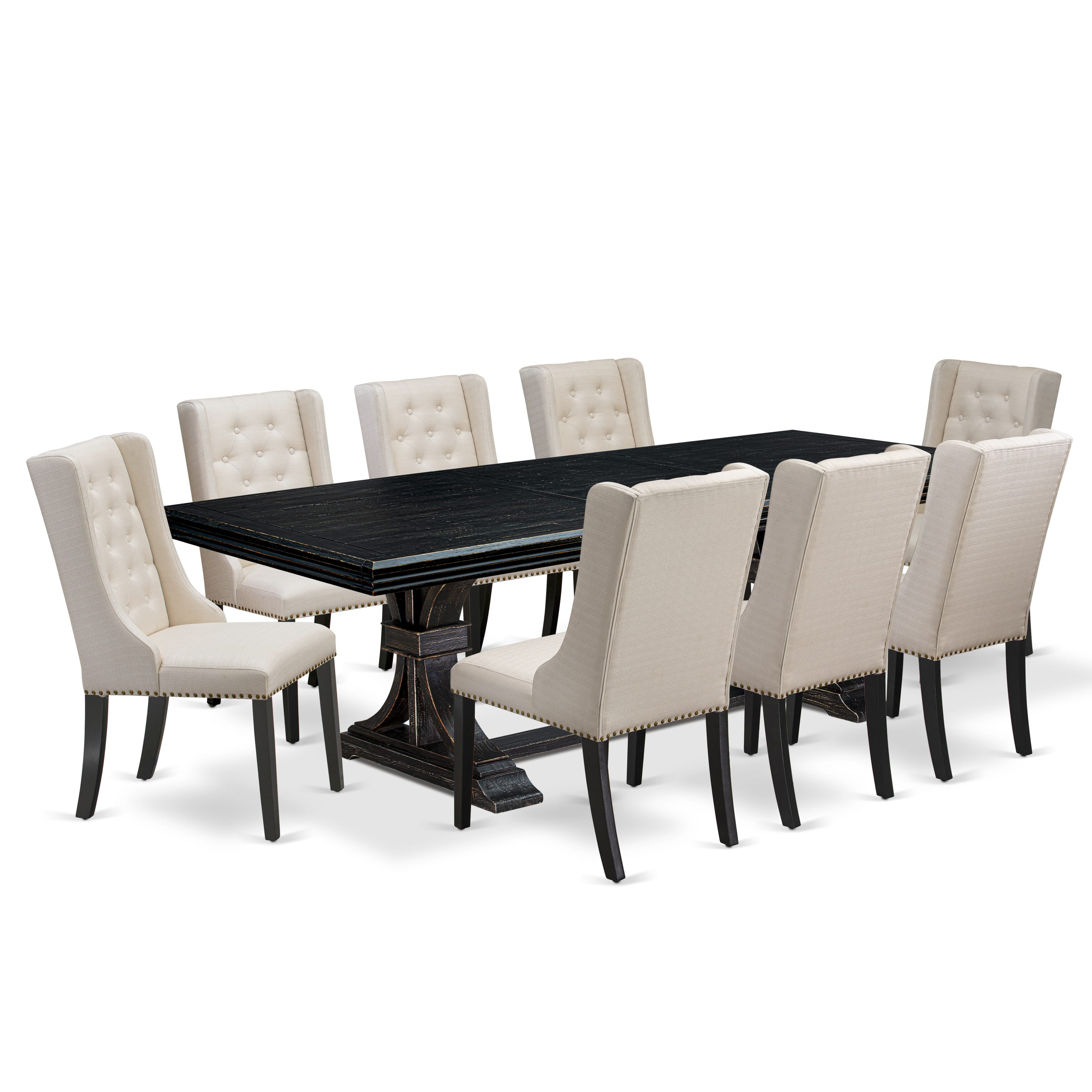 Red Barrel Studio® Dining set consists of a dinner table and Linen ...