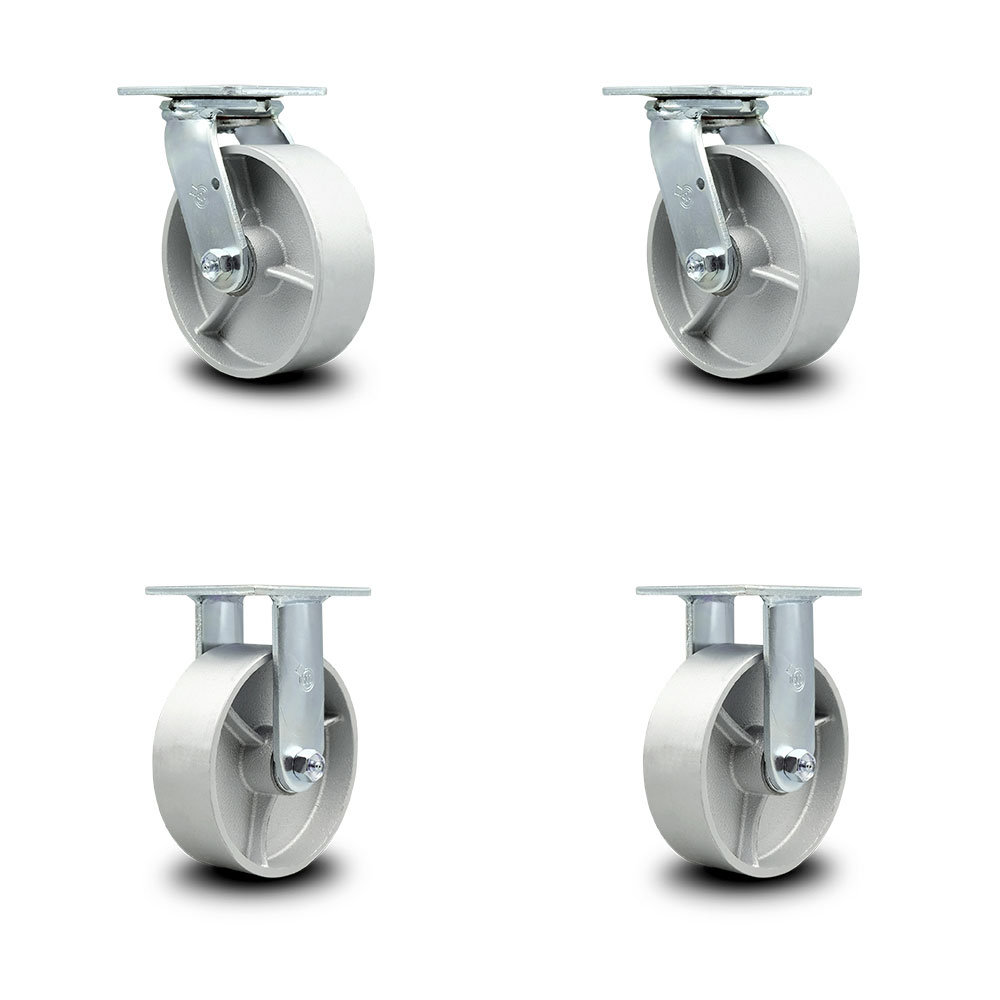Service Caster 4 Piece Semi Steel Caster Set with Roller Bearings 2 ...