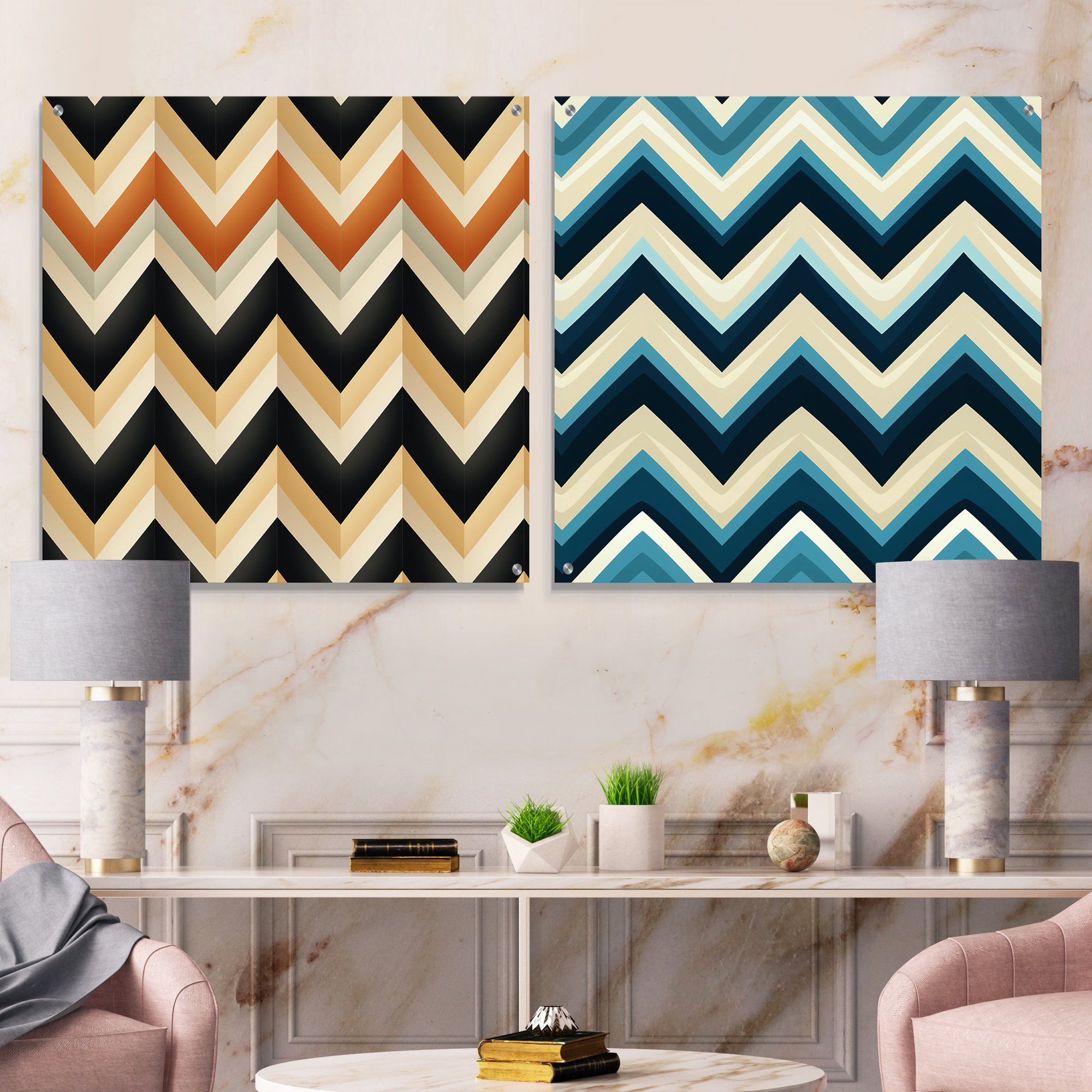 Design Art Geometric Chevron - Abstract Geometric Acrylic Wall Art ...