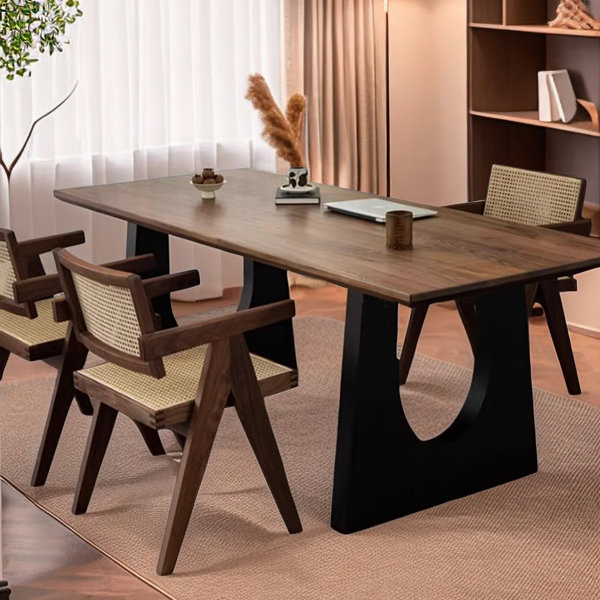 RARLON Solid Wood Work Table Rectangular Dining Table+8 D 9 - Piece ...