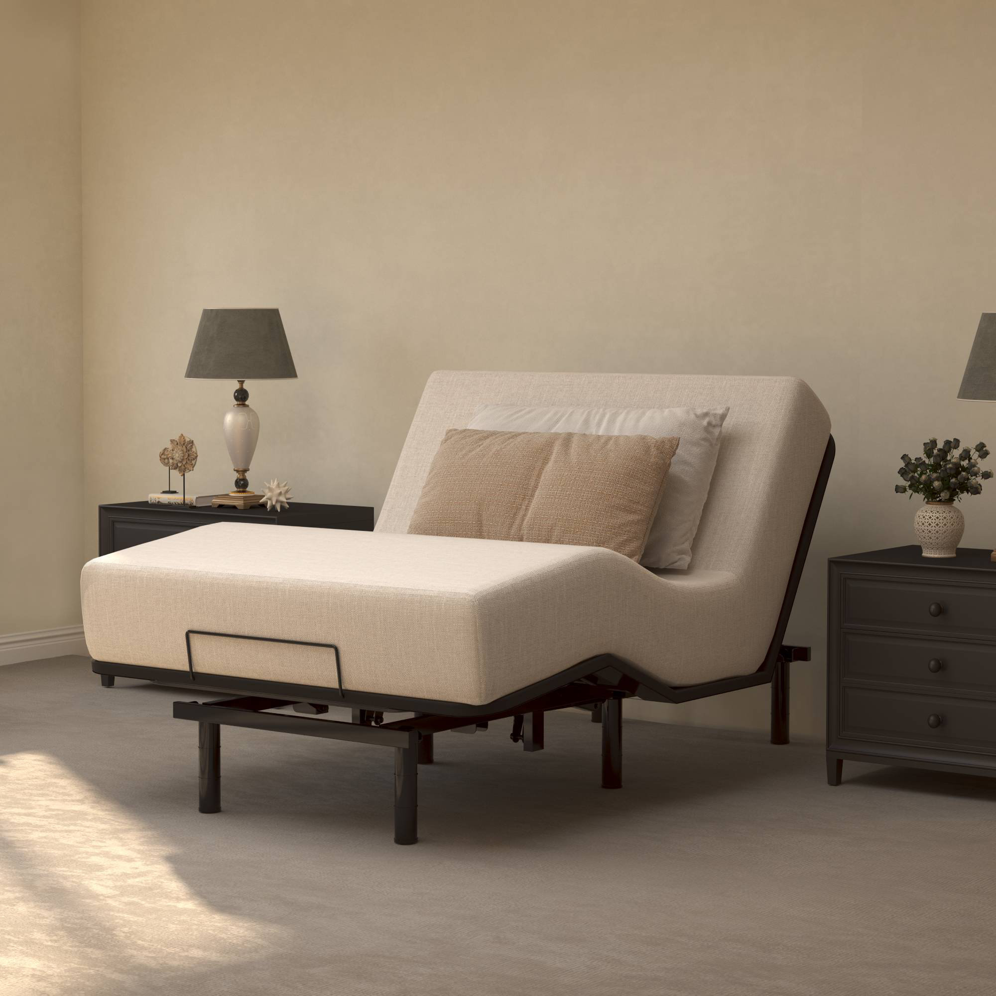 Alwyn Home Boltz Adjustable Bed Frame with Wired Remote and Oxford ...