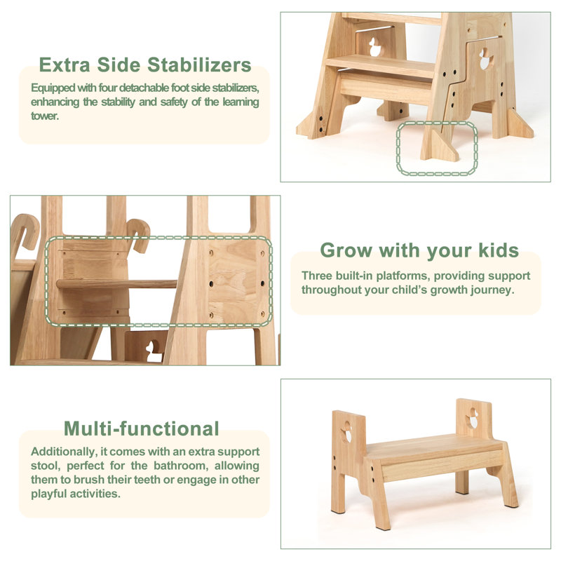 Zoomie Kids Adjustable Height Toddler Kitchen Stool | Wayfair