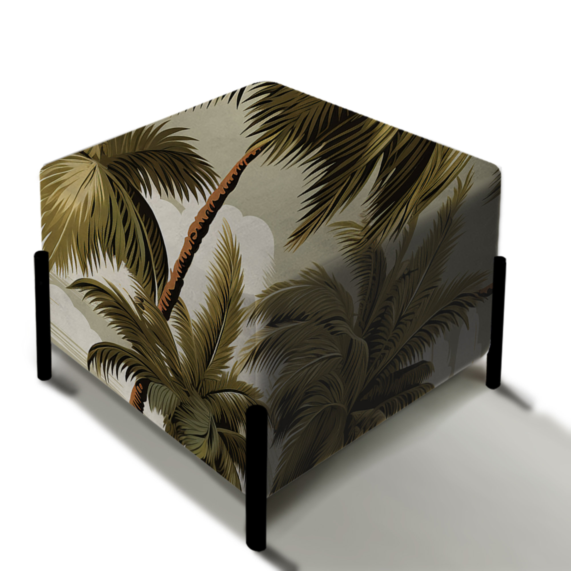 Design Art Tranquil Palms Tropical Pattern - Tropical Square Ottoman ...