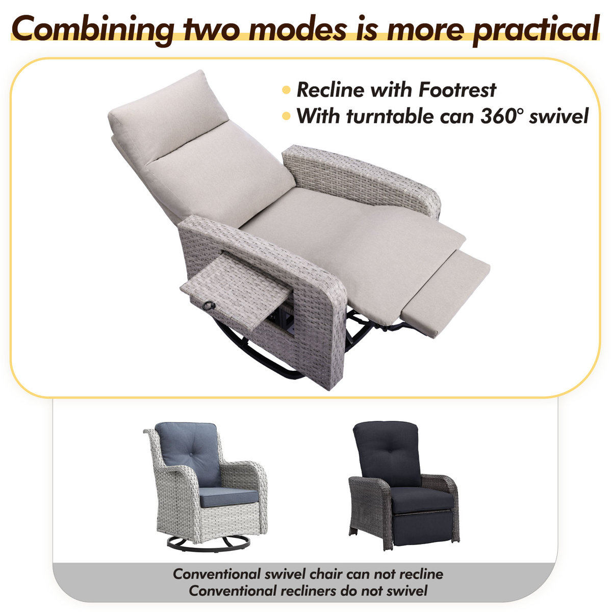 Latitude Run® Outdoor 360° Swivel Rattan Recliner Chair & Reviews | Wayfair