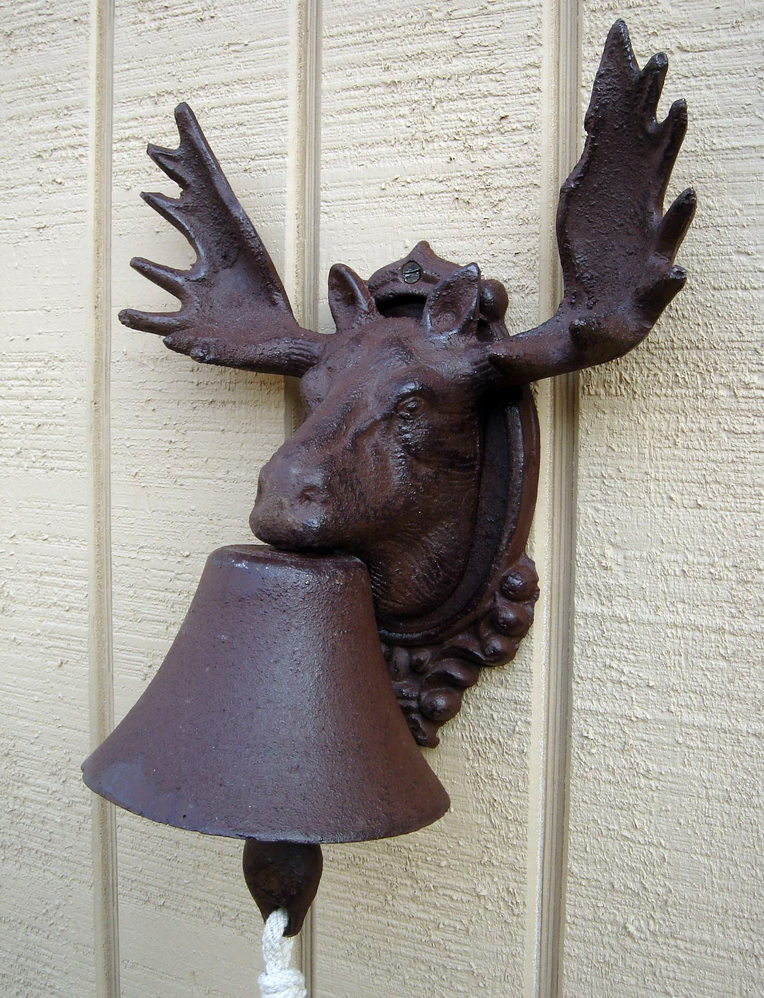 Millwood Pines Vickie New Cast Iron Moose Elk Antlers Dinner Bell | Wayfair