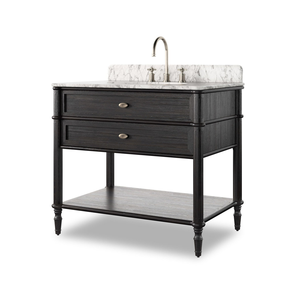 Four Hands Toulouse Single Vanity-Satin Black Veneer | Perigold