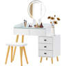 XICHONGDIANSHANG Dressing Table With LED Lights Glass Top Dressing ...