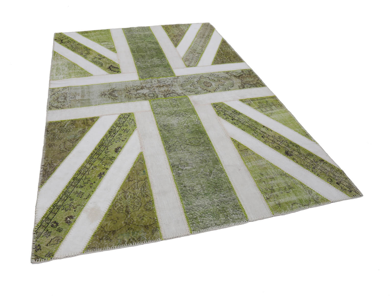 Lofy Flag Patchwork Green Flag Wool Handmade Area Rug | Wayfair