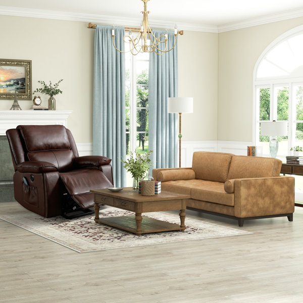 Latitude Run® Salazar 2 Piece Genuine Leather Reclining Living Room Set ...