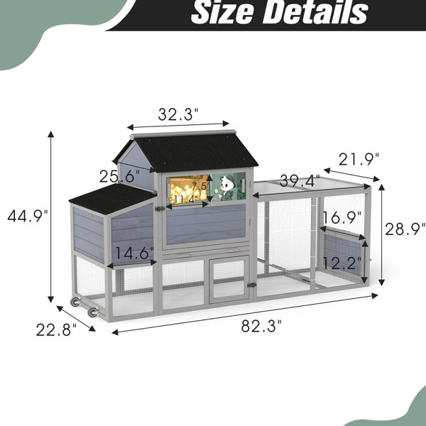 One Allium Way Chicken Coop For Backyard Use With Nesting Chamber, Sun ...