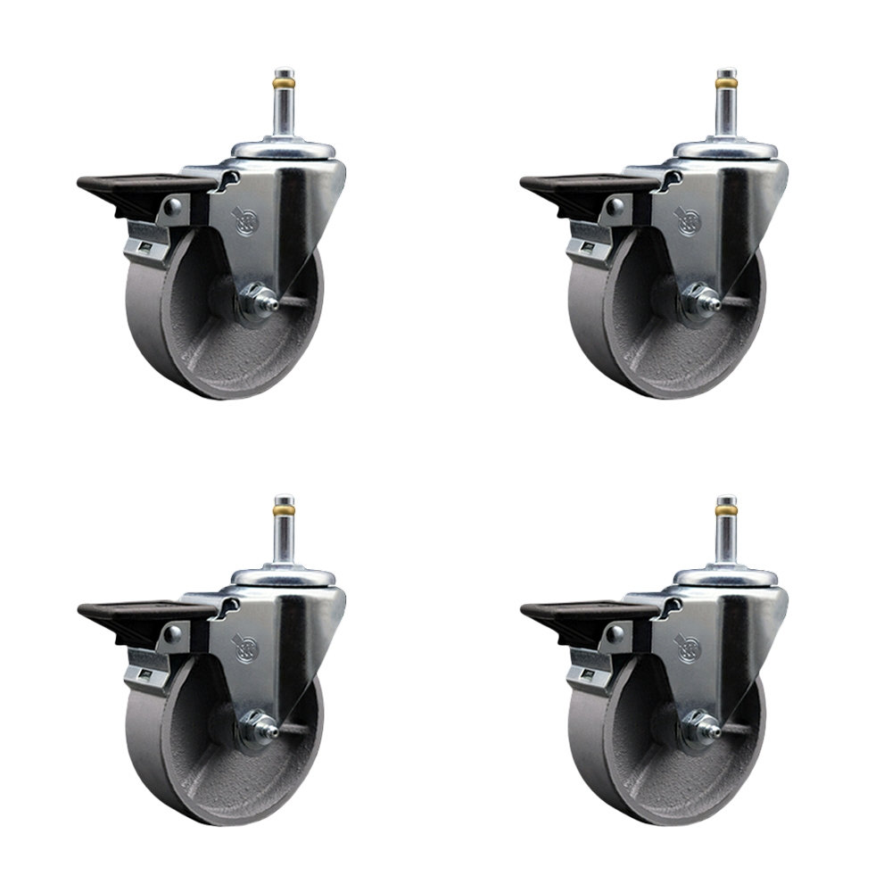 Service Caster Semi Steel Swvl Grip Ring Caster Set 4 w/3"Wheel&7/16 ...