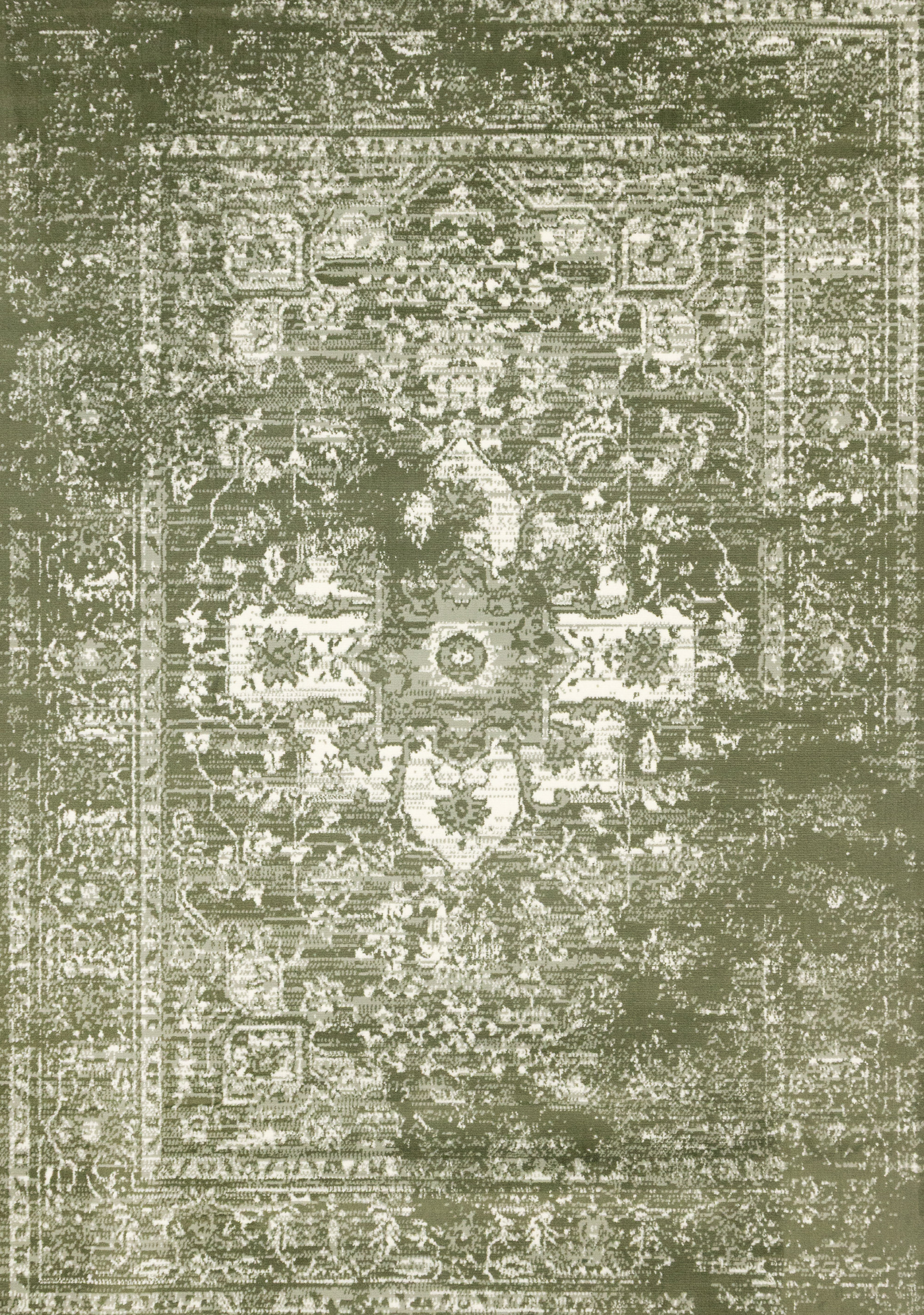 East Urban Home Manzelli Traditional Green White Area Rug | Wayfair