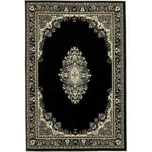 World Menagerie Balthrop Oriental Black Area Rug & Reviews | Wayfair