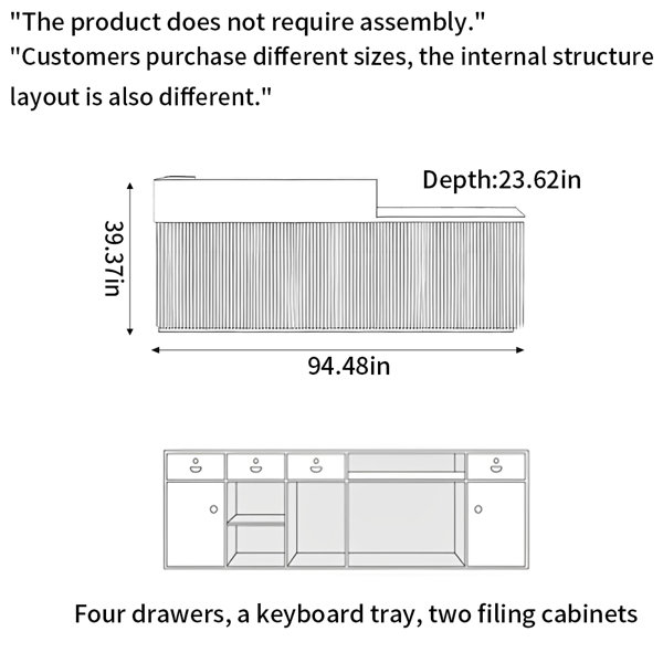 Artistic Soul XKX Premium Furniture Rectangular Modern Front Desk ...