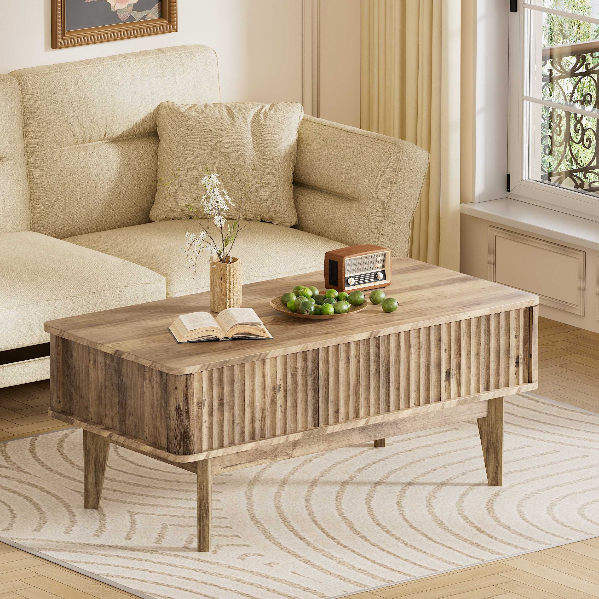 August Grove® Lift Top Coffee Table With Lifting Top & Hidden Storage ...