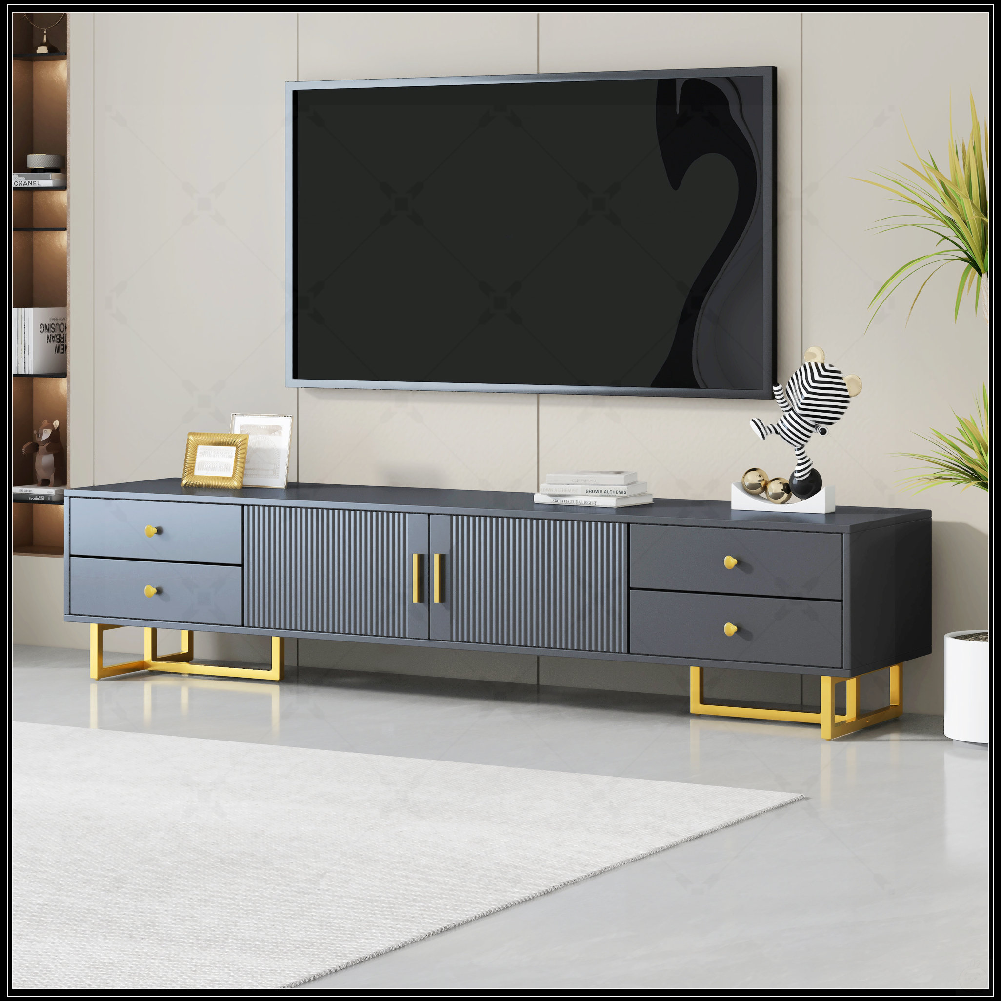 Wrought Studio™ VIBE HAUS Modern TV Stand With Storage, Entertainment ...