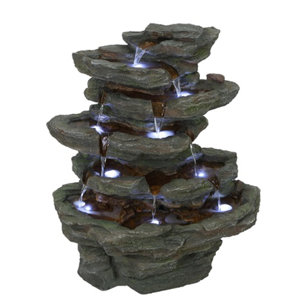 Hi-Line Gift Ltd. Resin Stone Multi-Level Fountain with LED Light ...