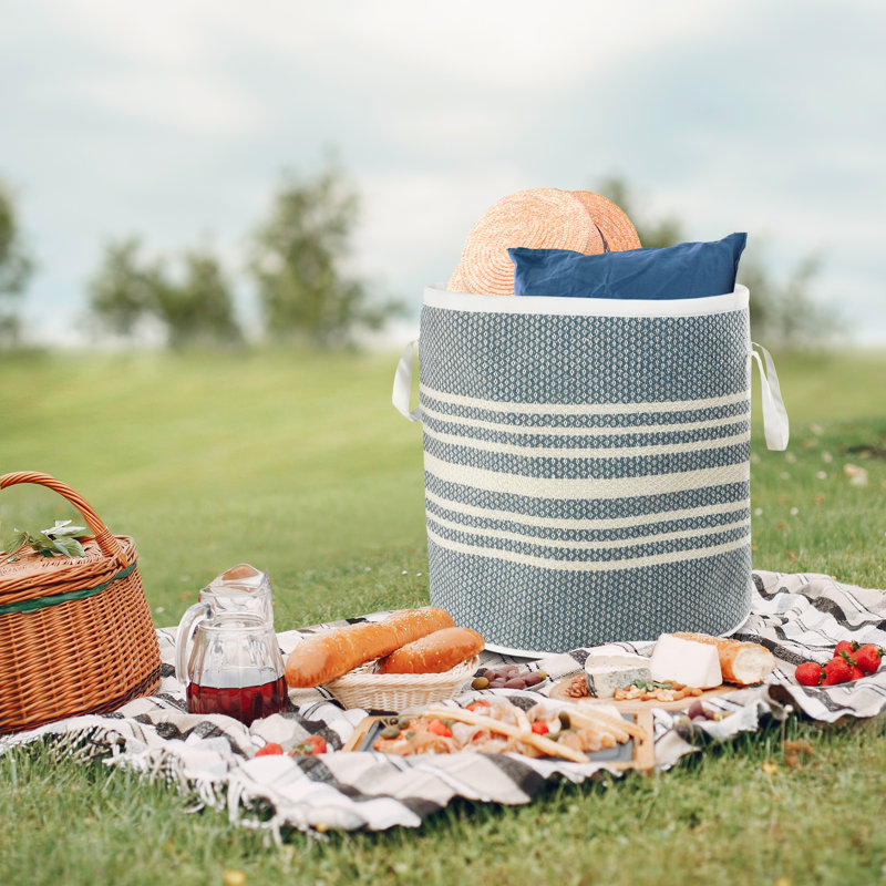 Gracie Oaks Simple Stripe Indoor Outdoor Fabric Hamper Basket | Wayfair