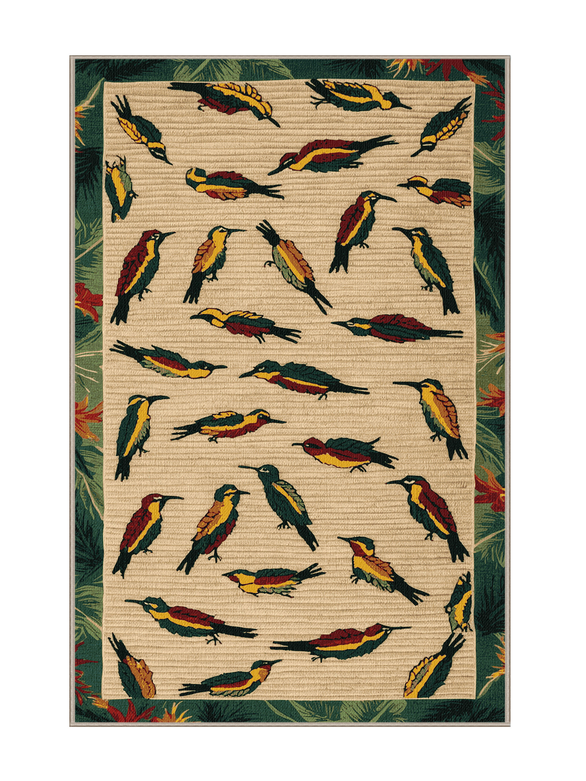 Bayou Breeze Washable Hawaiian Honeycreepers Hawaiian Area Rug | Wayfair