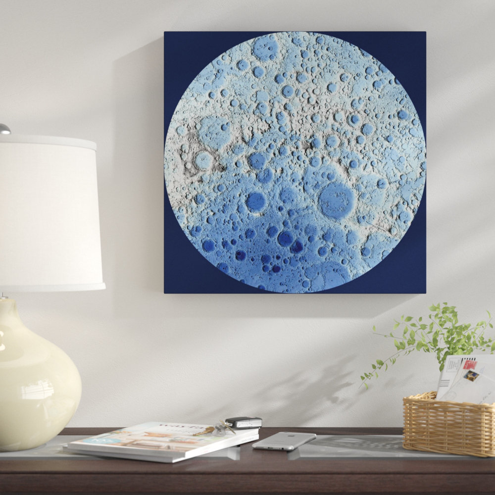 East Urban Home Unmarked Decorative Topographic Map of the Moon, South ...