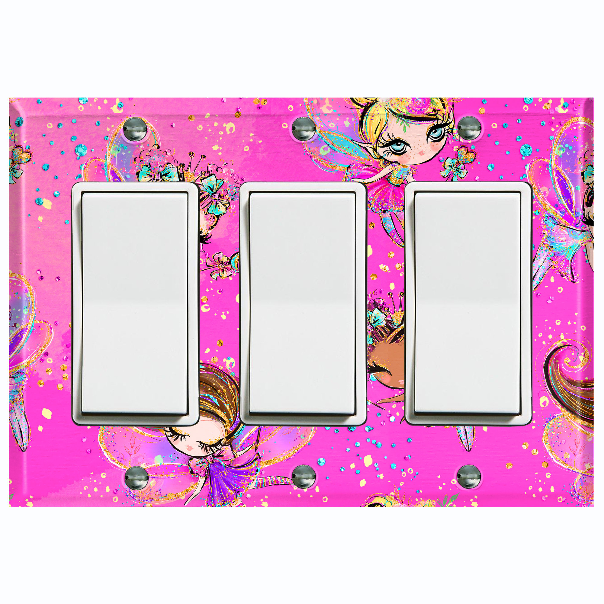 WorldAcc Fairy Princesses 3-Gang Rocker Wall Plate | Wayfair