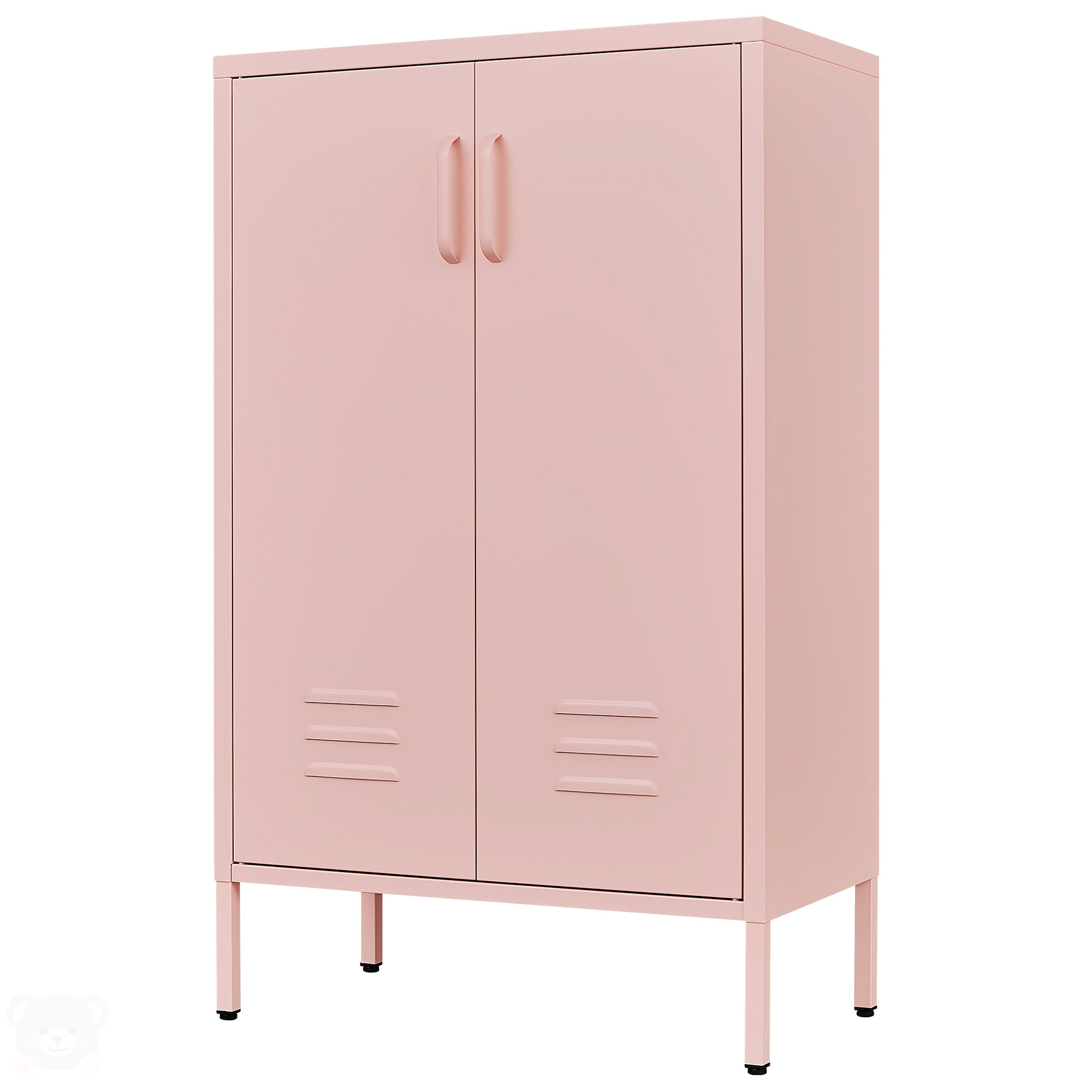 Hokku Designs Pink Steel Double Door Cabinet With Handles | Wayfair