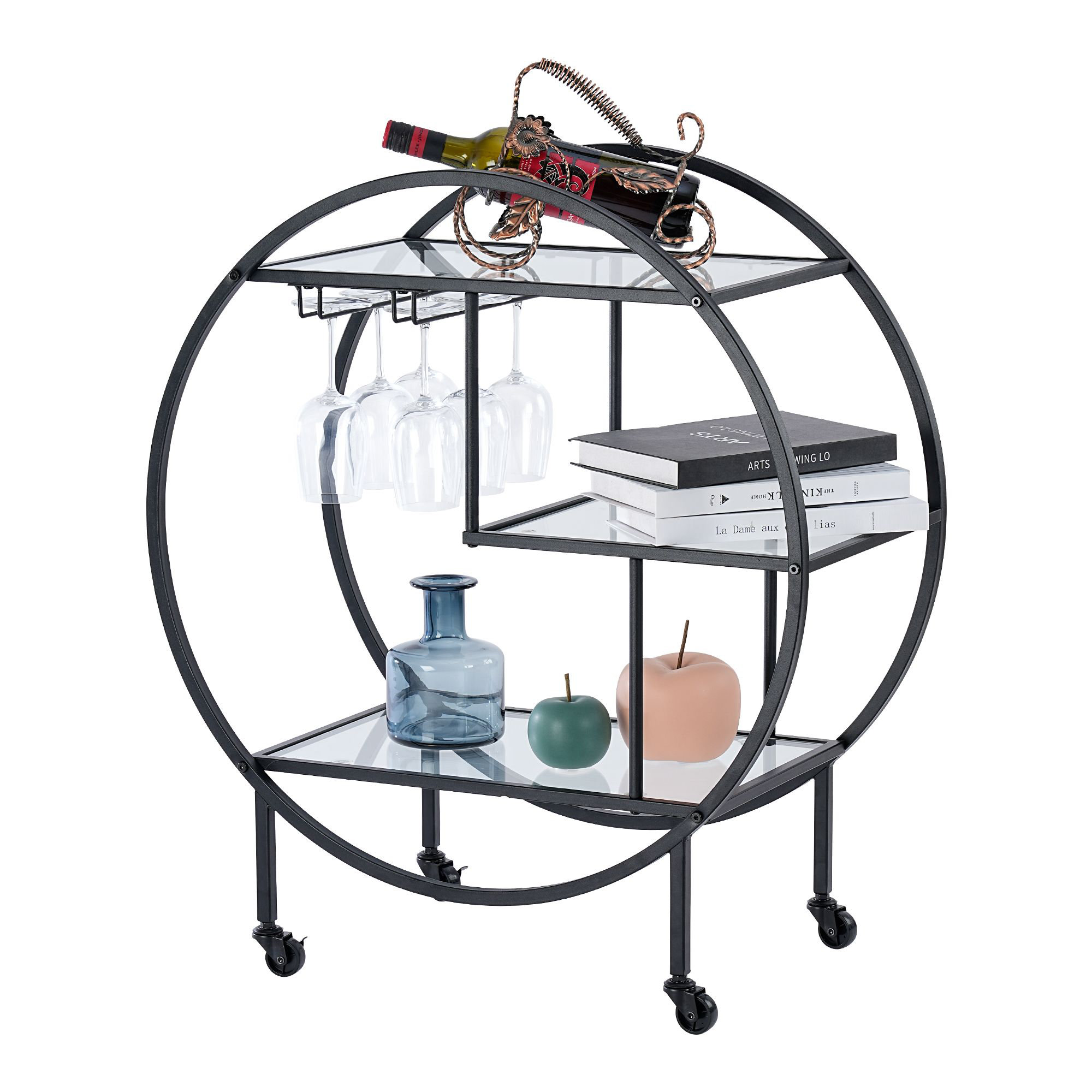 Willa Arlo™ Interiors Edinburg Metal Bar Cart with Mirror Shelves ...