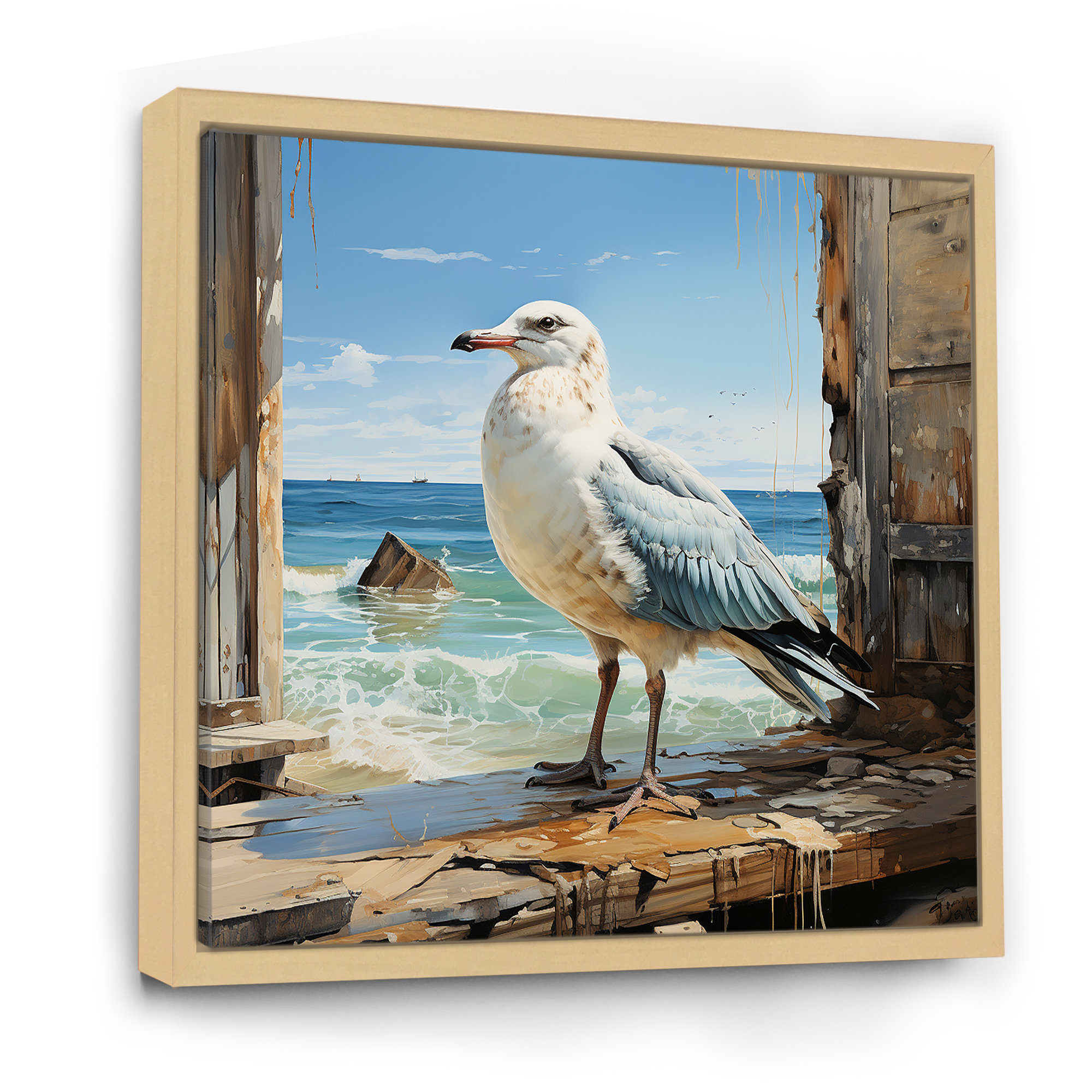 Highland Dunes Coastal Sentinel Majestic Seagull - Seagull Wall Art ...