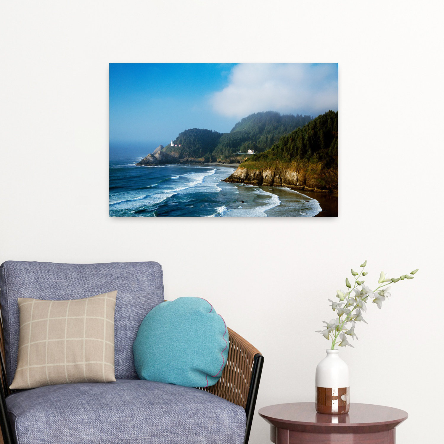 Dovecove Coastal Scene In Mist With Heceta Head Lighthouse Tranquil ...