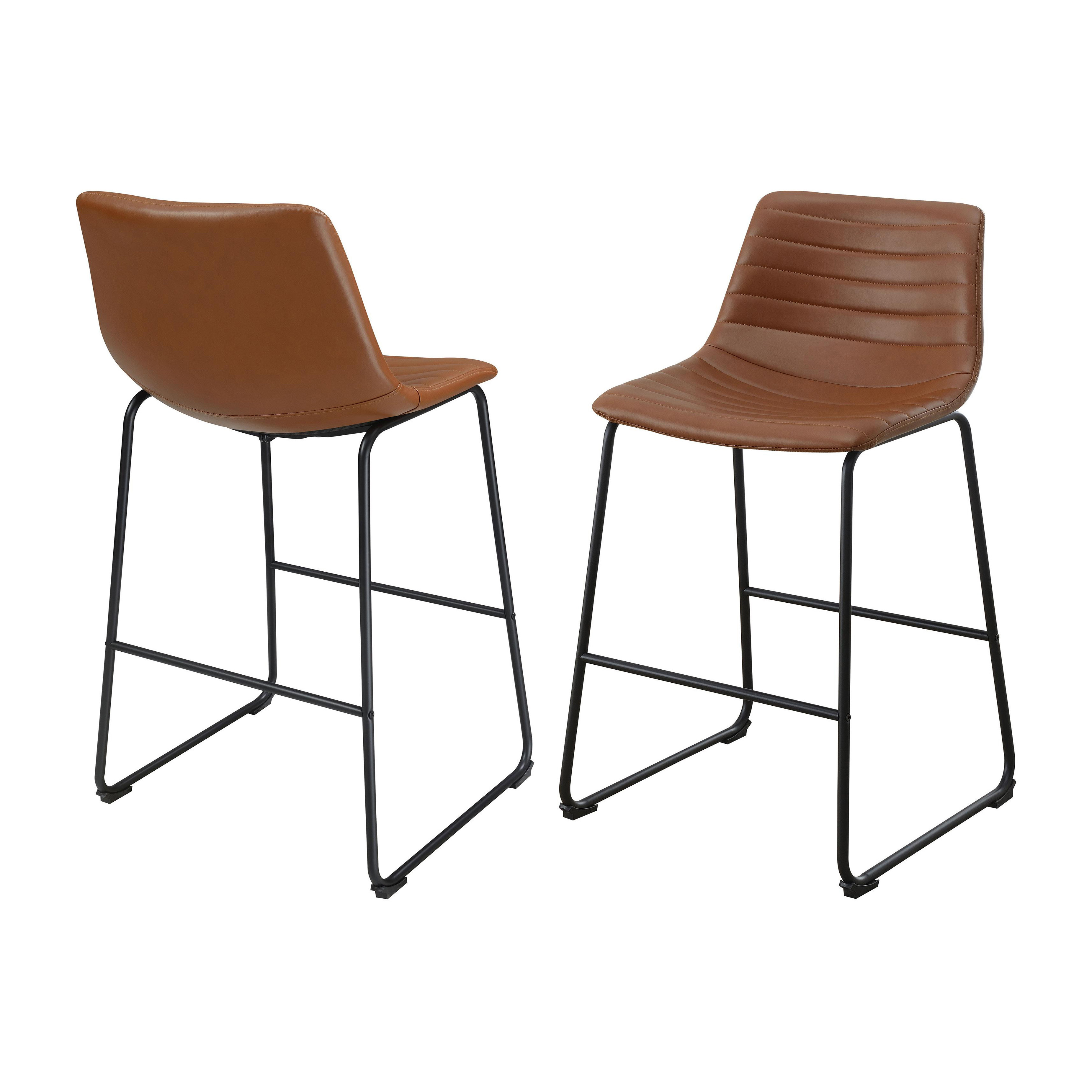 17 Stories Faux Leather Upholstered Counter Chair (Set of 2) | Wayfair