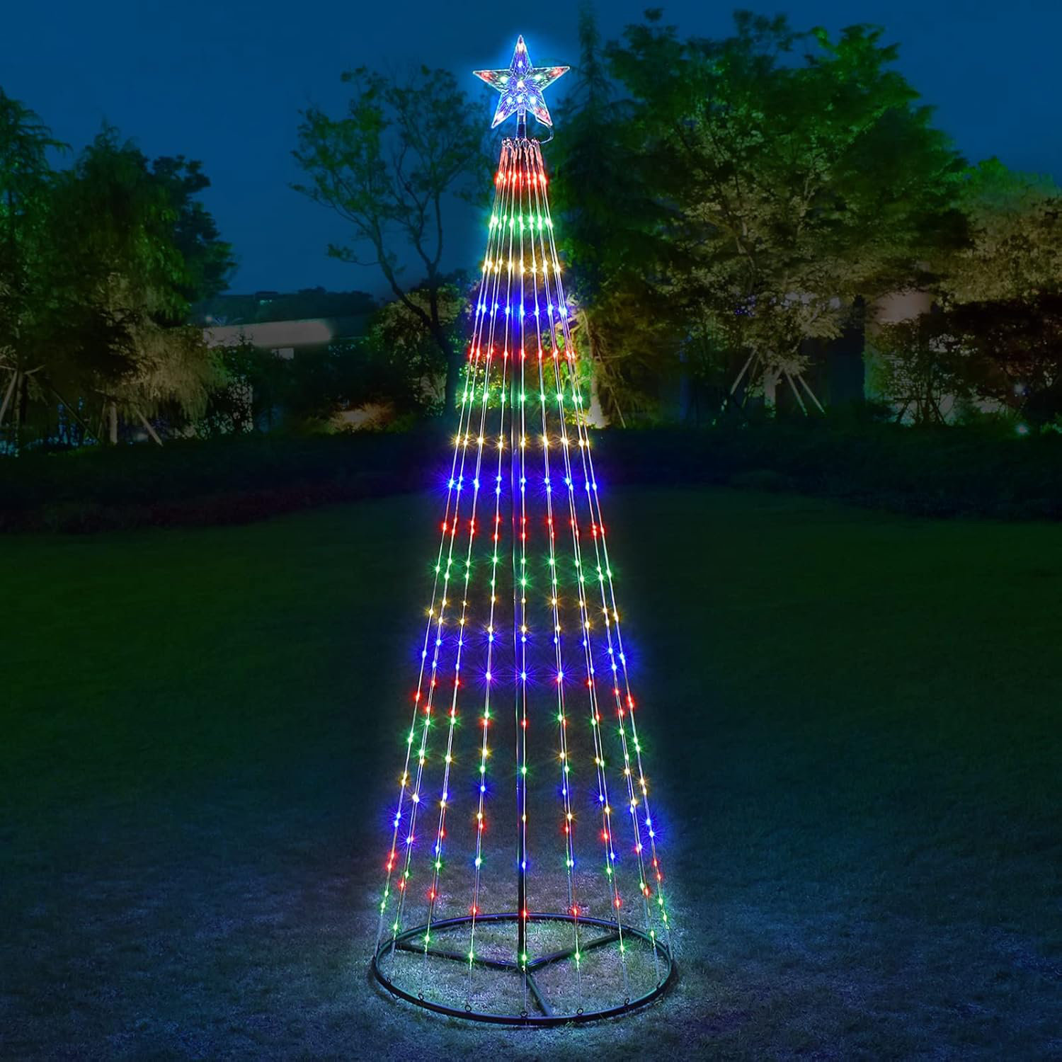 Darby Home Co 7 Ft Lighted Outdoor Christmas Tree, 336 Leds Pre-Lit ...
