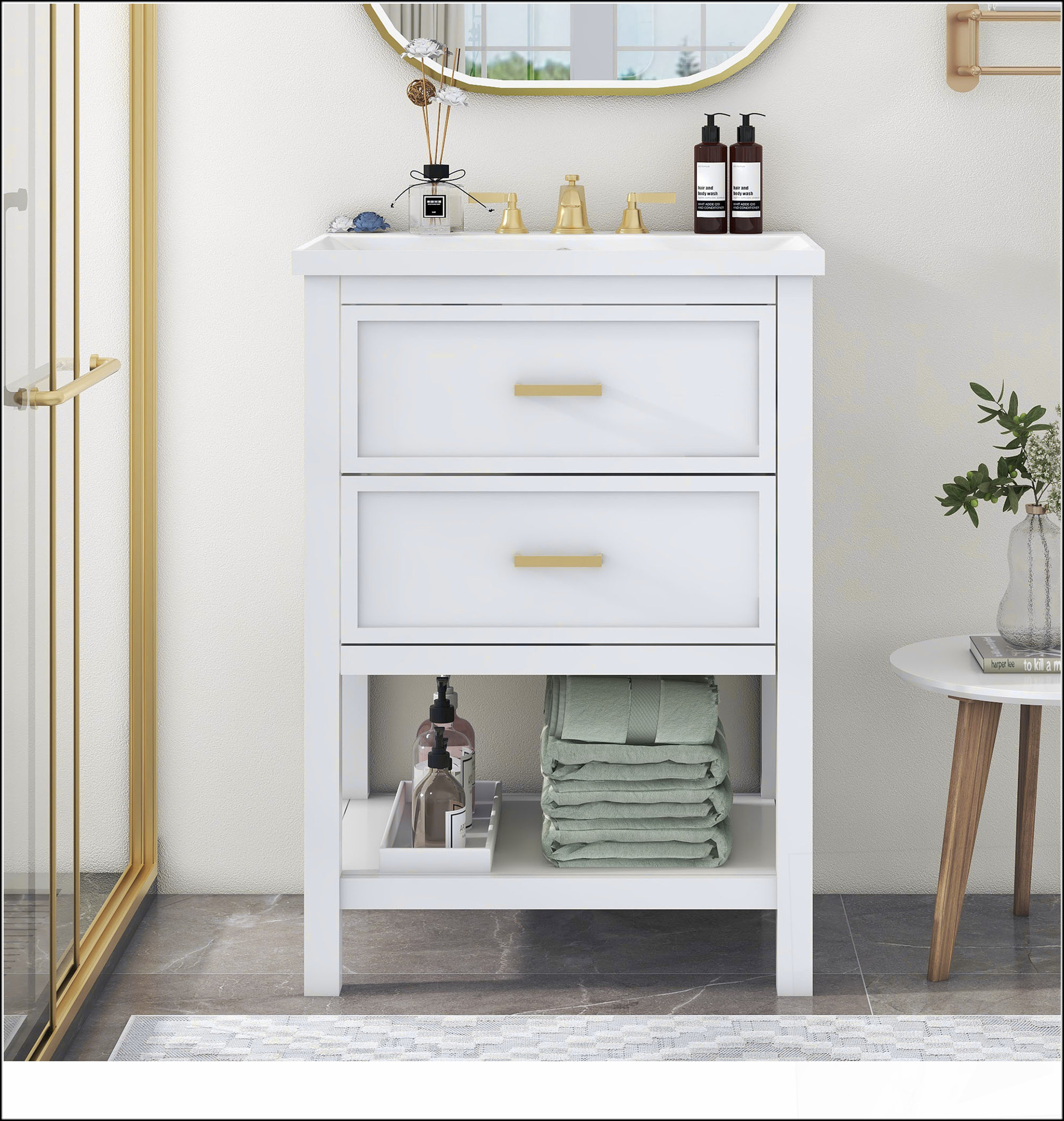 Ebern Designs 24'' Bathroom Vanity with Top Sink, Modern Bathroom ...