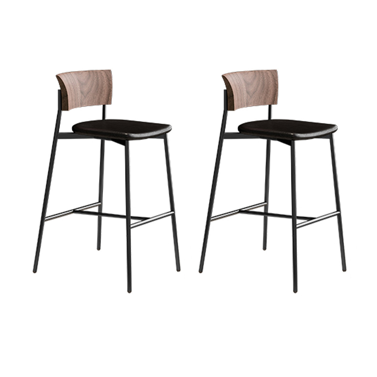 Corrigan Studio® Italian Retro Solid Wood Ash Wood Ironwork High Bar Stools | Wayfair