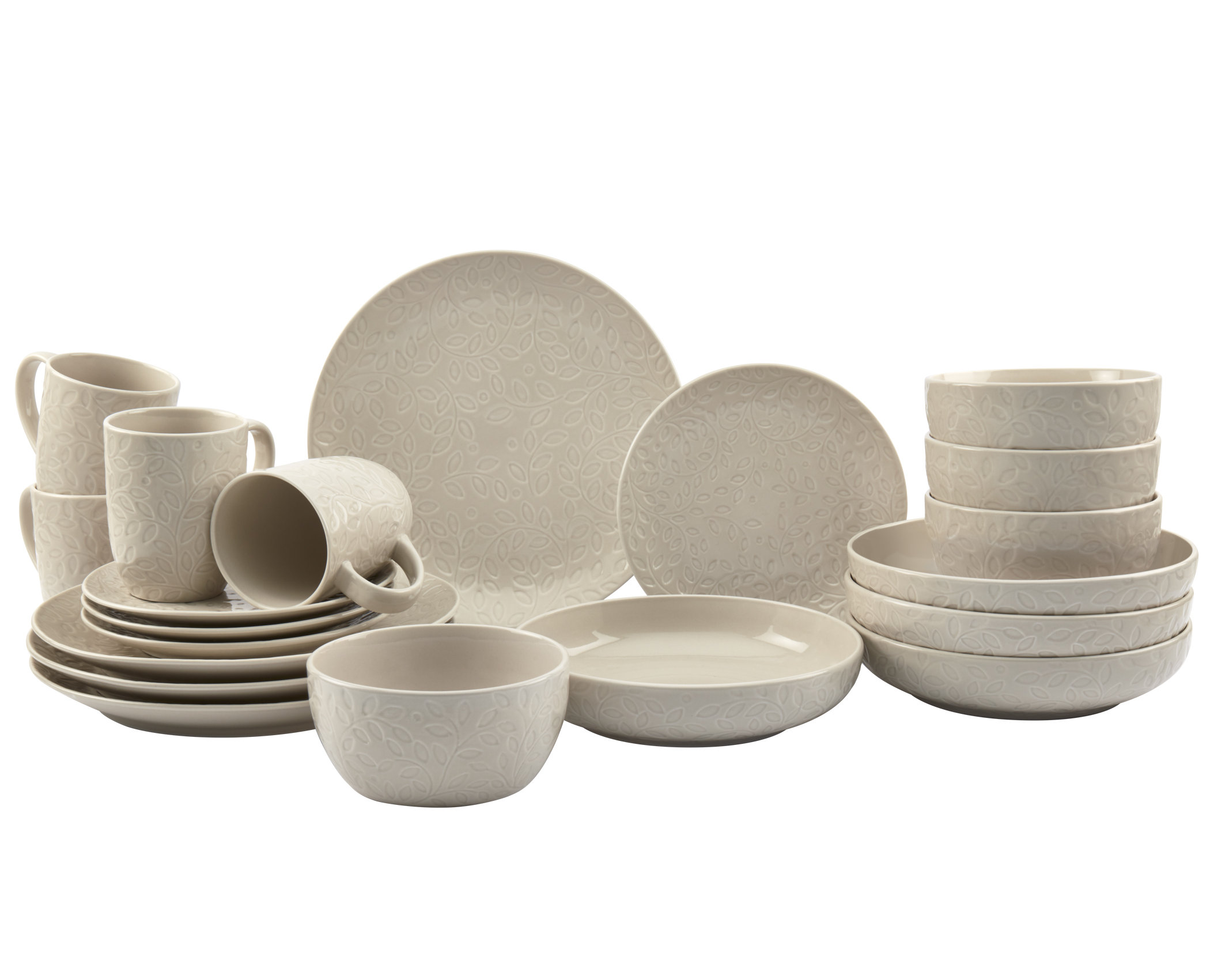 Birch Lane™ 20 Piece Dinnerware Set Embossed Stoneware Service For 4 ...