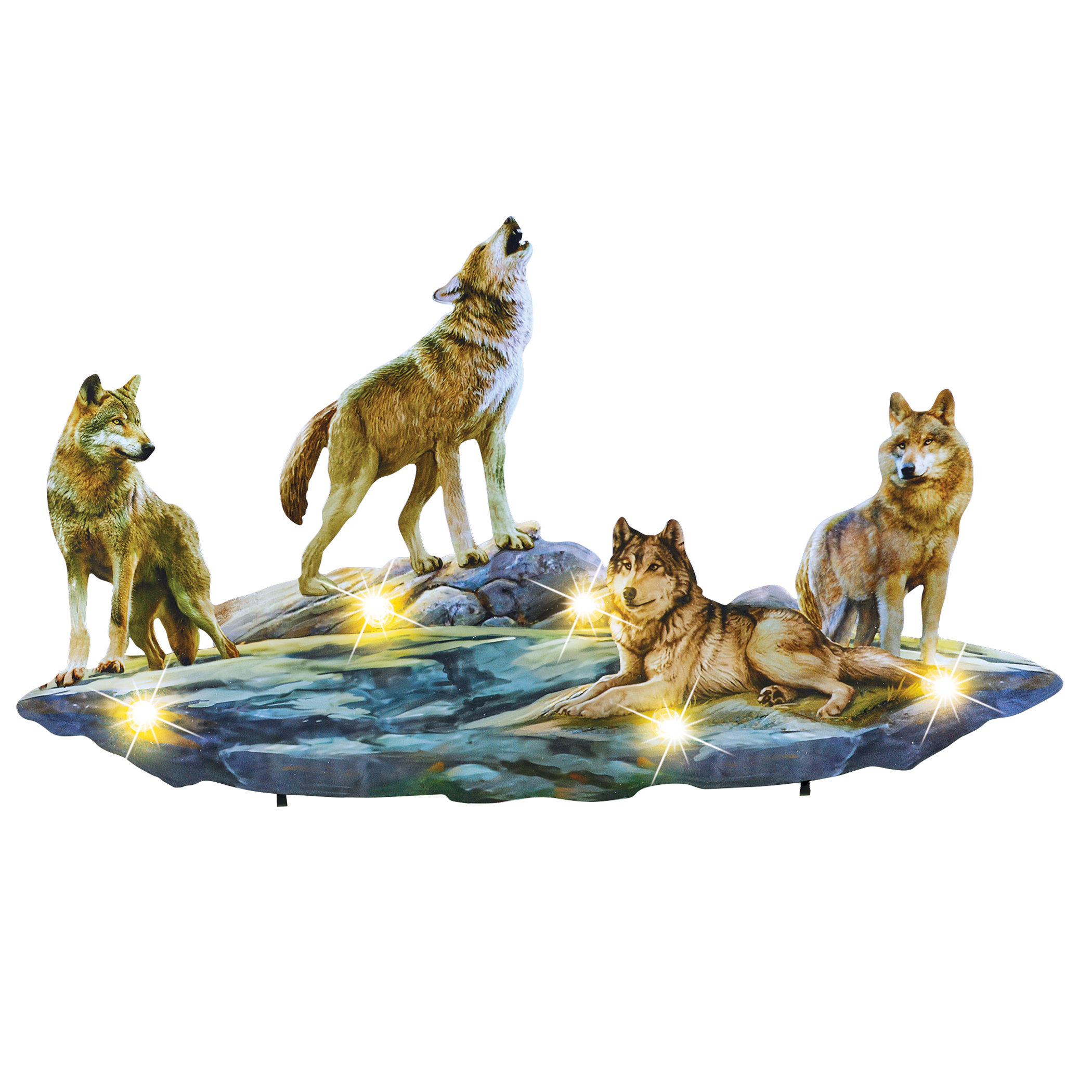 Loon Peak Solar Powered Pack of Wolves Outdoor Garden Stake - Wayfair ...